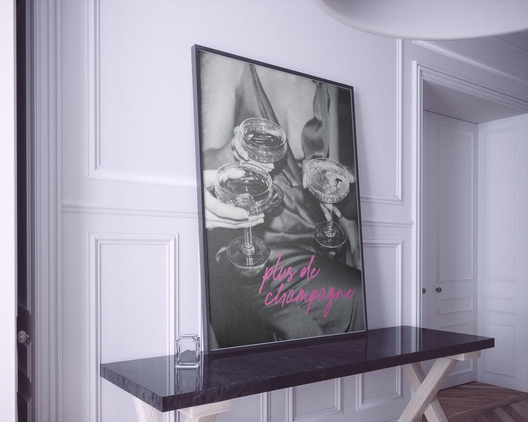 More Champagne Please, Grainy Print, Bar Cart Wall Art, Dorm Room Decor ...