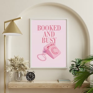 Booked and Busy, Retro Poster, Pink Large Posters, Digital Wall Art ...