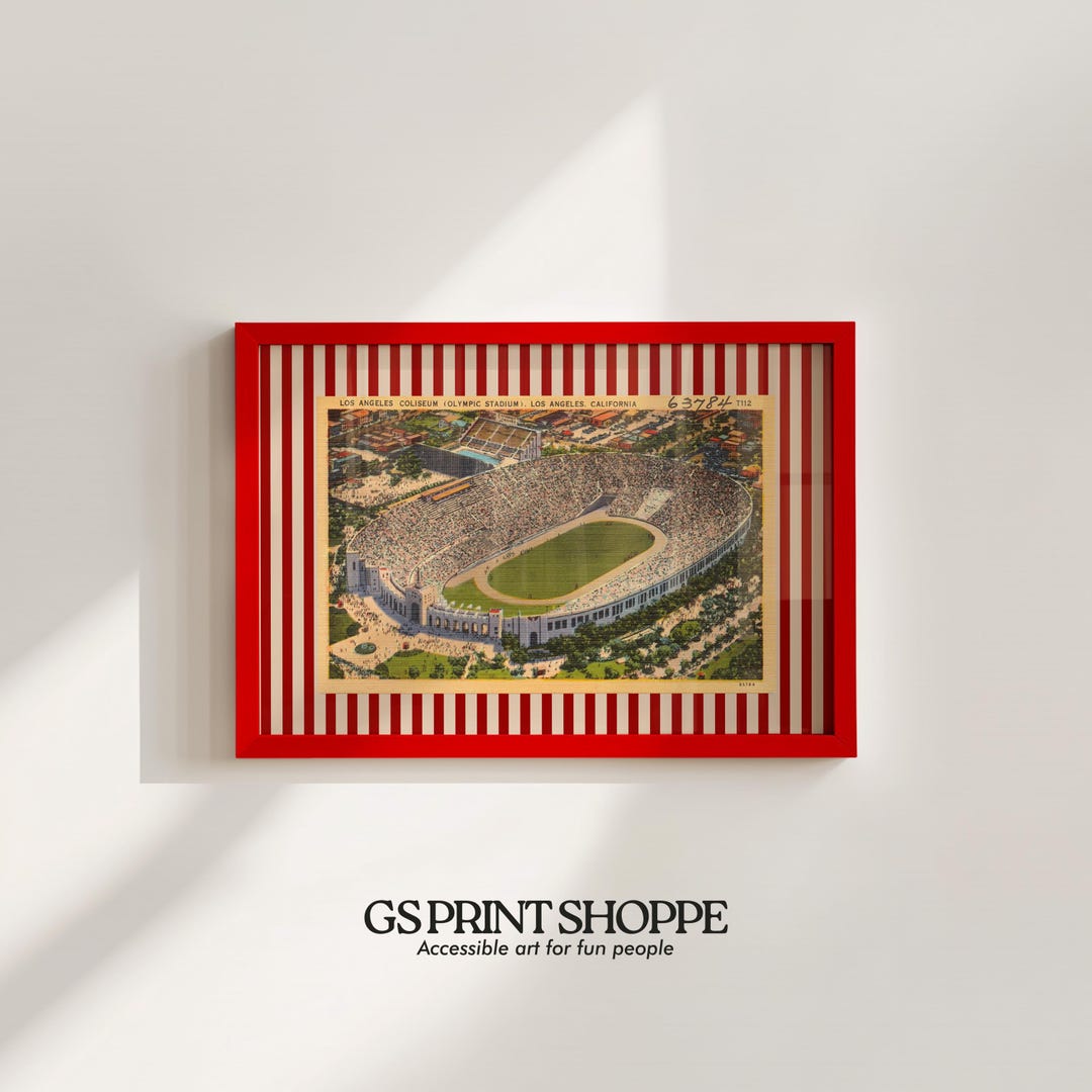 Retro Football Print, USC Art, Sports Team Wall Decor, College Football ...