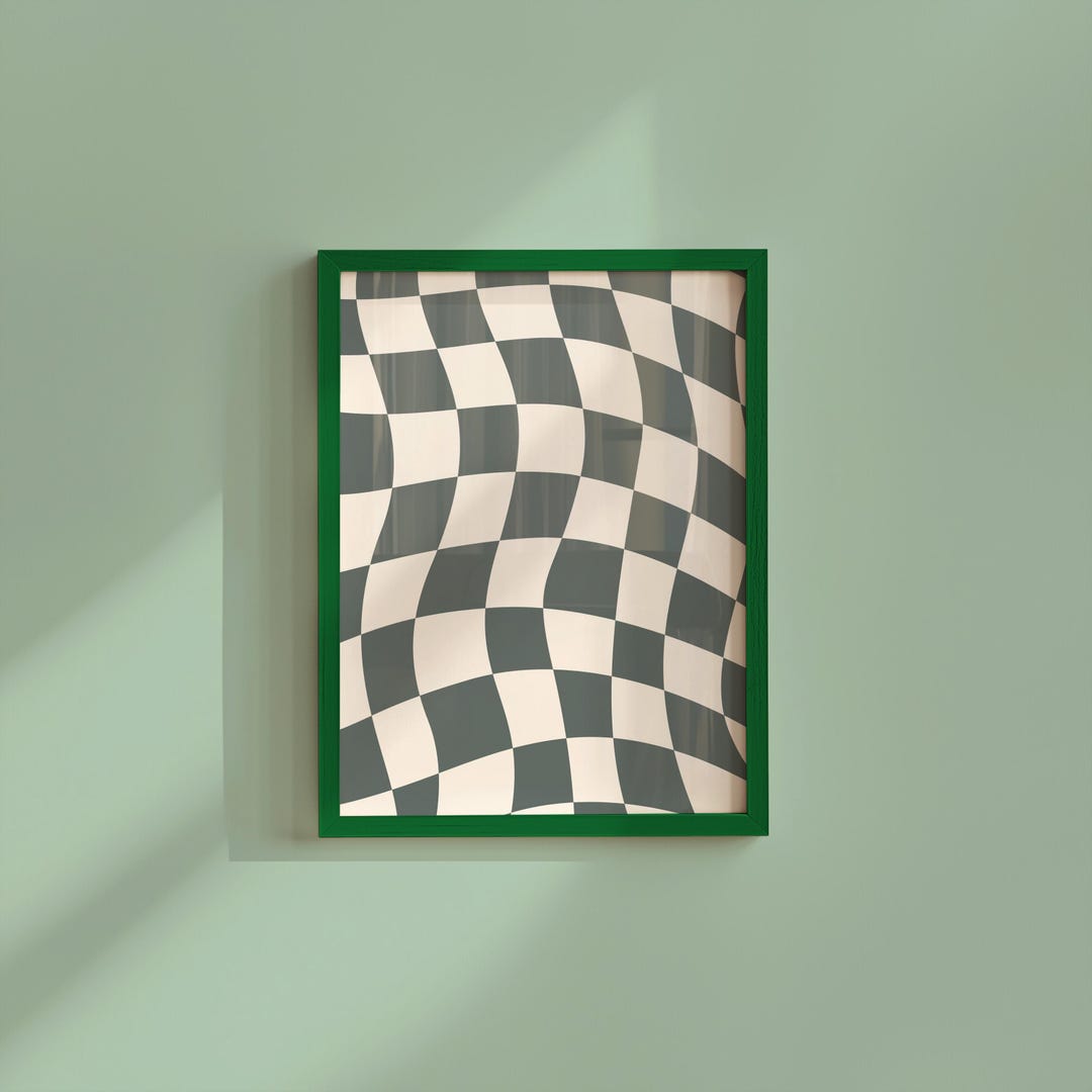 Black Checkered Print Retro Wall Art, Minimalist Wall Art Painting ...