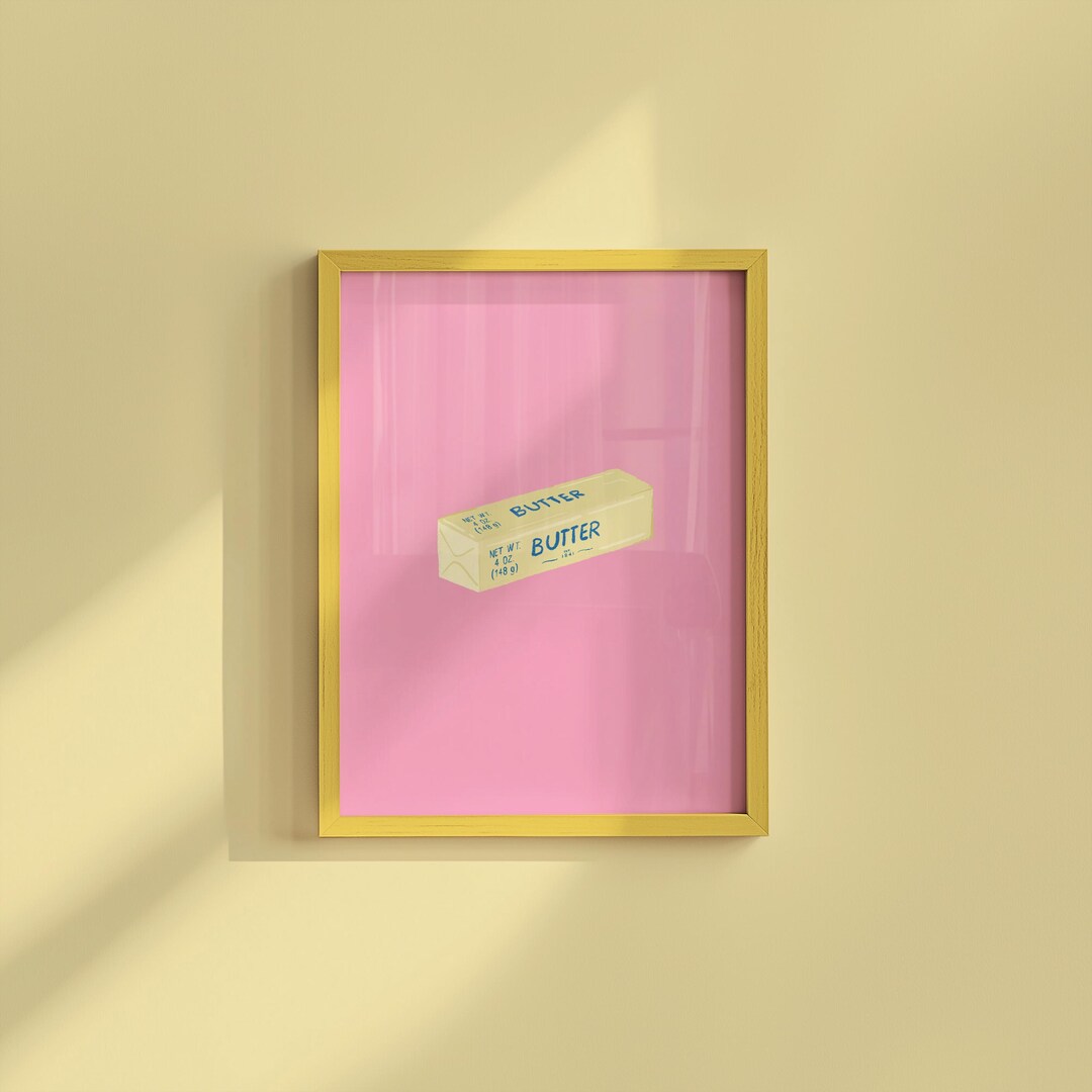 Butter Art Print, Cute Food Illustration, Funny Food Print, Retro Pop ...