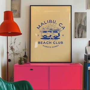 Malibu Art Prints, Malibu Beach Photo, Preppy Surfer Print, Beach House Art, Digital Art Prints ...