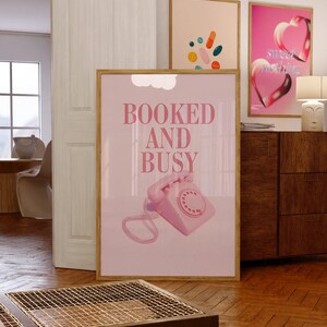 Booked and Busy, Retro Poster, Pink Large Posters, Digital Wall Art ...