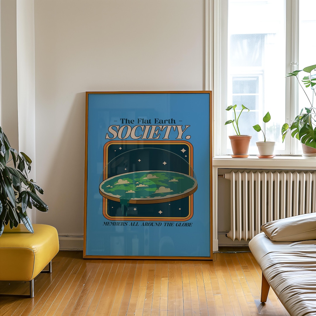 Funny Art Poster, Flat Earth Posters, Silly Wall Art, Pop Art, Cartoon ...