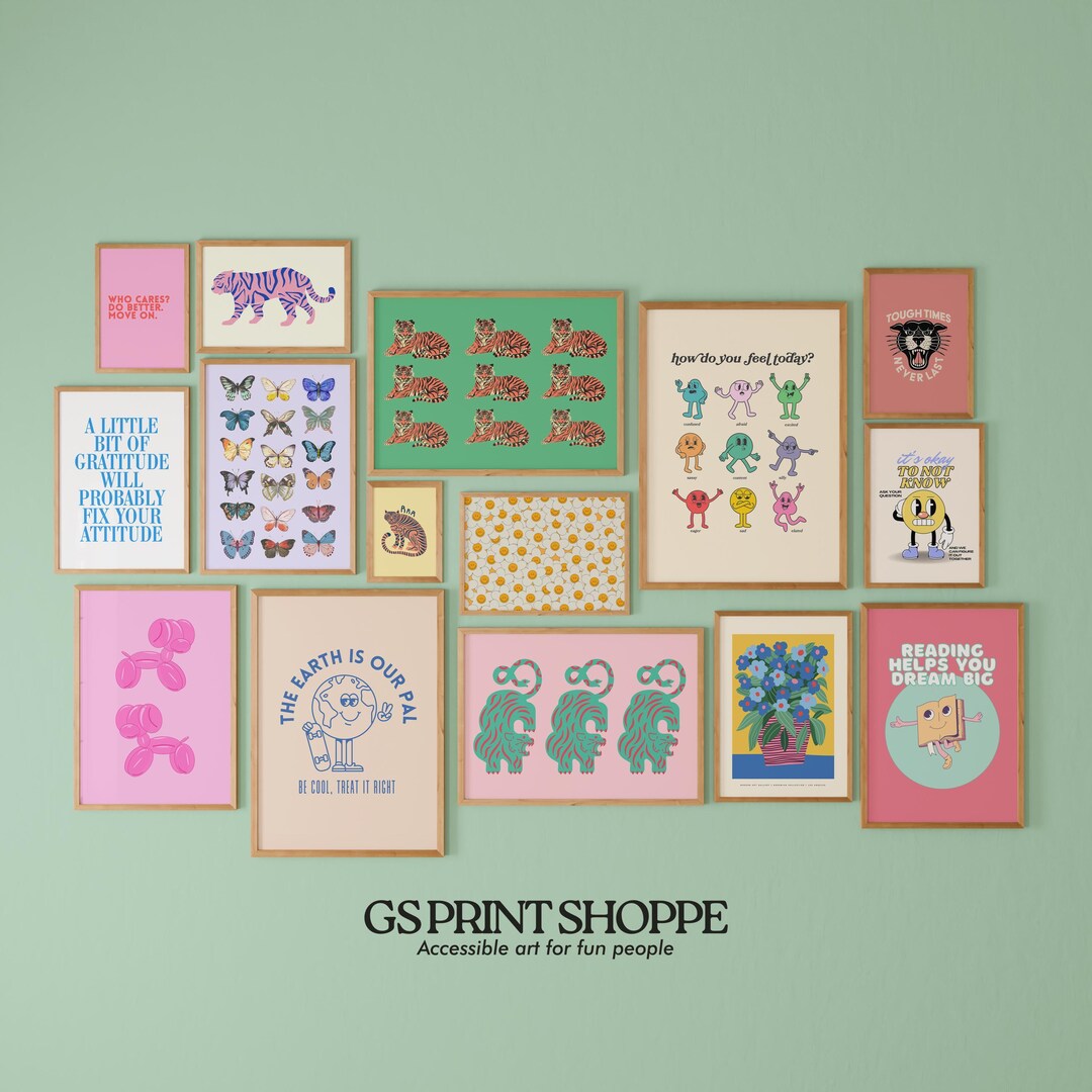 Kids Gallery Wall Set, Set of 15 Prints, Classroom Print Set, Classroom ...