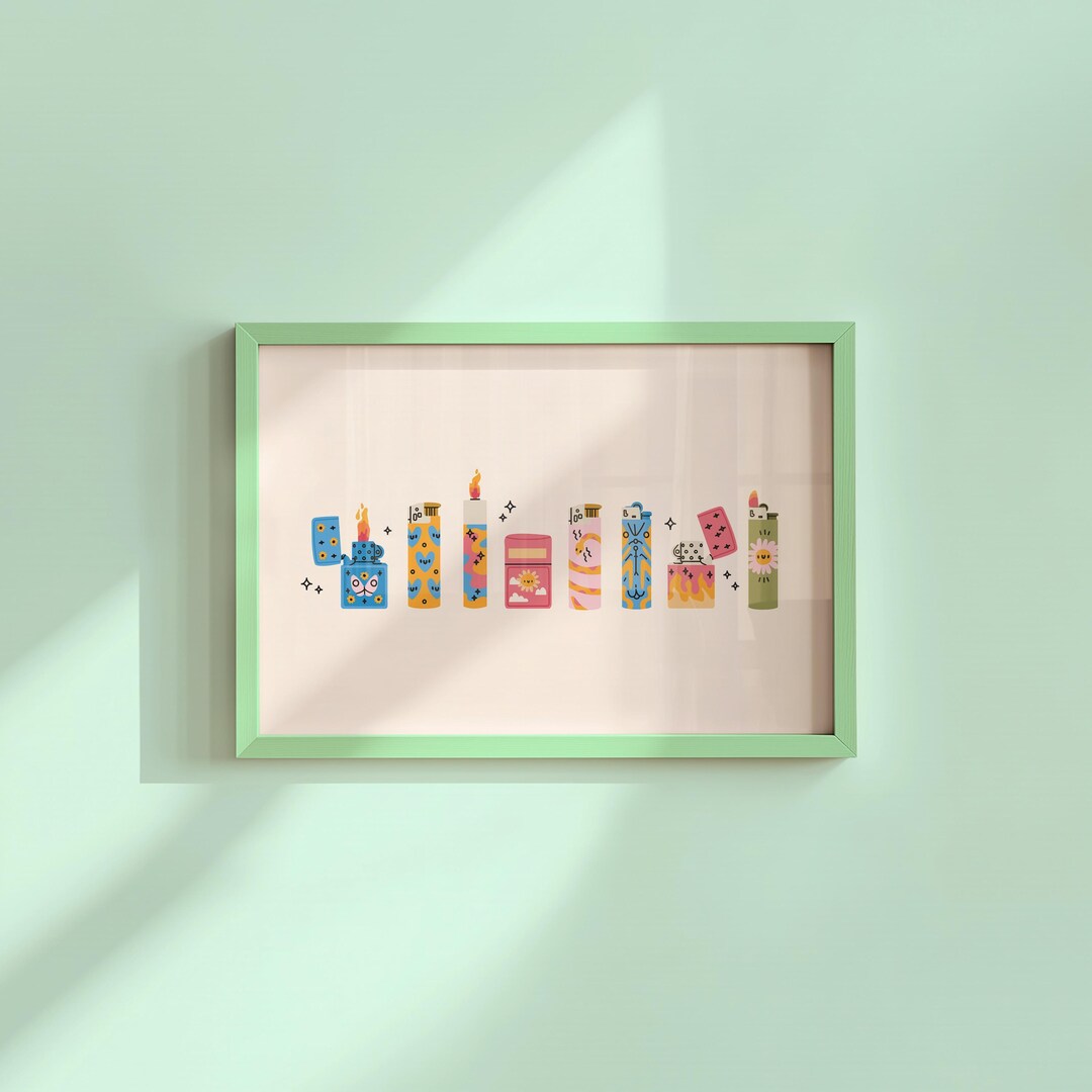 Fun Lighters Landscape Print: Y2K Girly Wall Art (digital Download ...