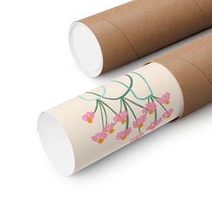 Pink Floral Art Poster Flower Drawing Poster Pink Flower Art - Etsy