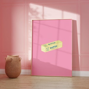 Butter Art Print, Cute Food Illustration, Funny Food Print, Retro Pop ...