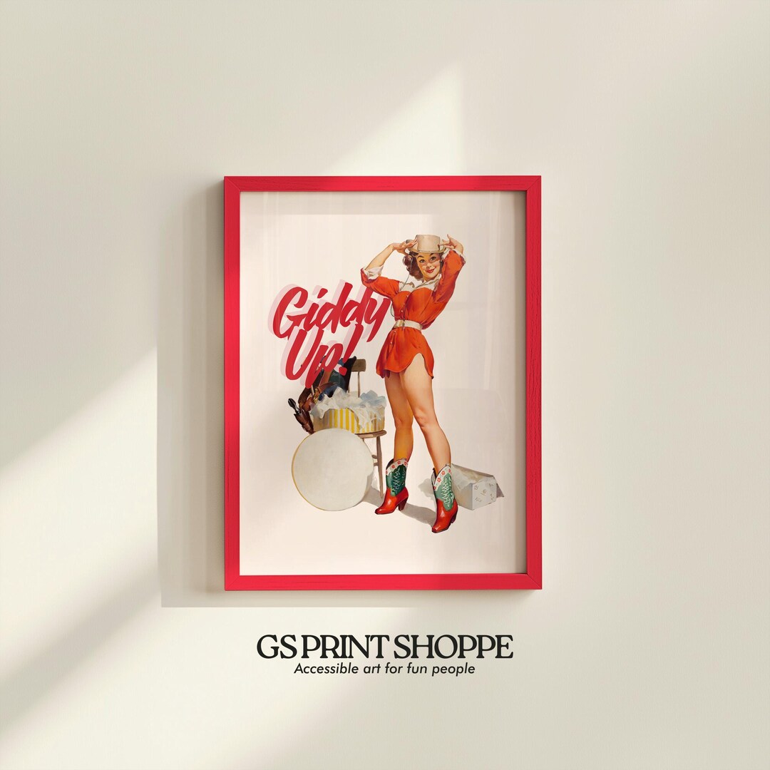 Giddy up Poster, Retro Photo Art Print, Girly Art Decor, Apartment ...