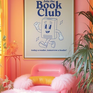 Reading Poster, Classroom Wall Decor, Digital Download, Book Club Art ...