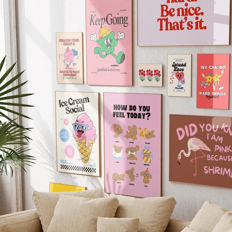 Kids' Playroom Poster Set: Retro Classroom Decor (digital Download) - Etsy