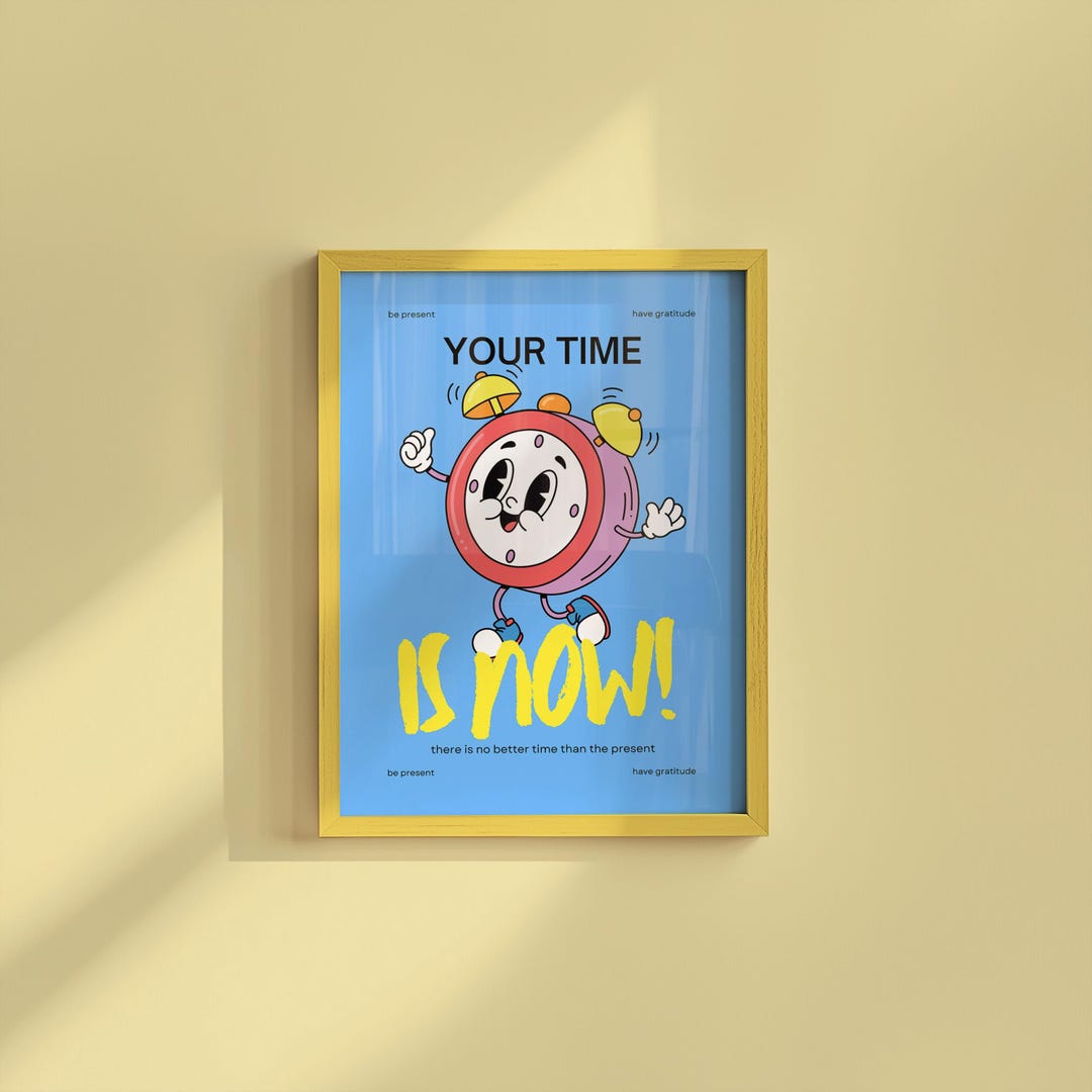 Classroom Art Print: Retro Clock Cartoon (digital Download) - Etsy UK