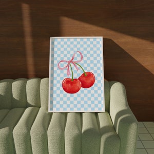 Cherry Poster, Cute Wall Art, Digital Download, Fruit Art Print ...