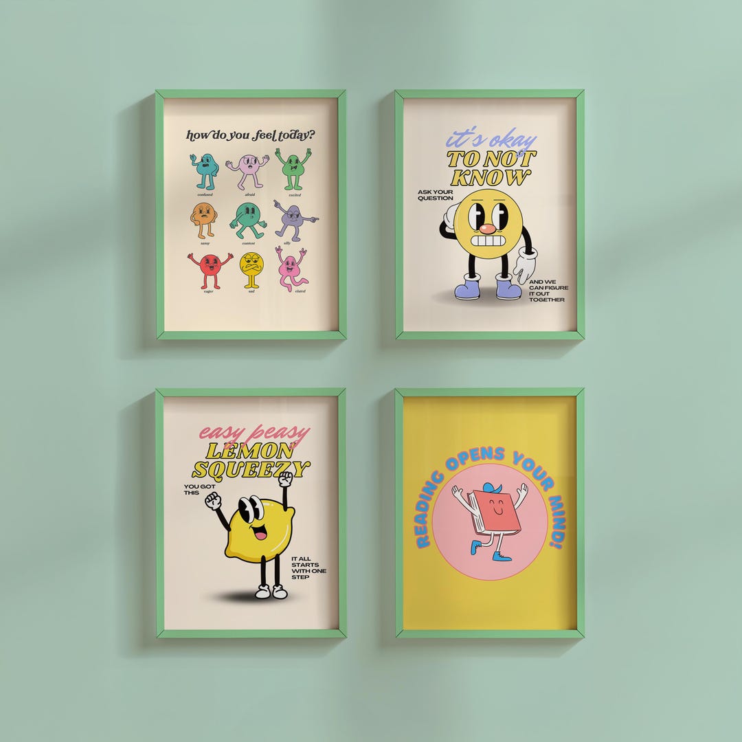 Set of 4 Kids Posters, School Printables, Playroom Prints, Classroom ...