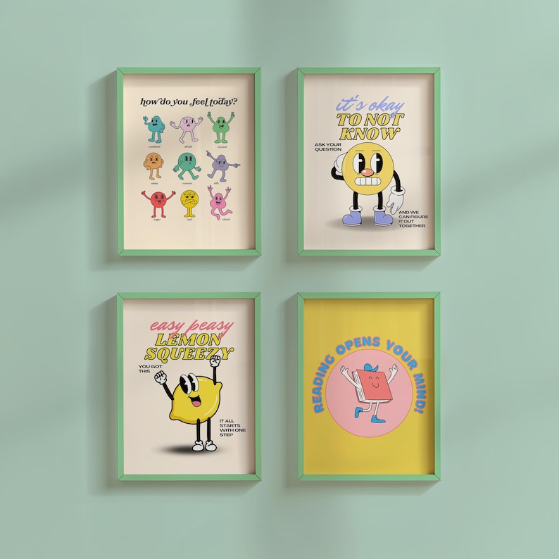 Kids Classroom Posters Set of 4 Playroom Prints Digital Downloads for ...
