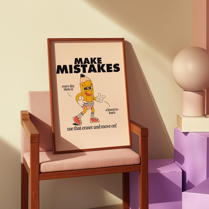 Positive Classroom Art Print - Cartoon Pencil, Kids Room Decor - Etsy