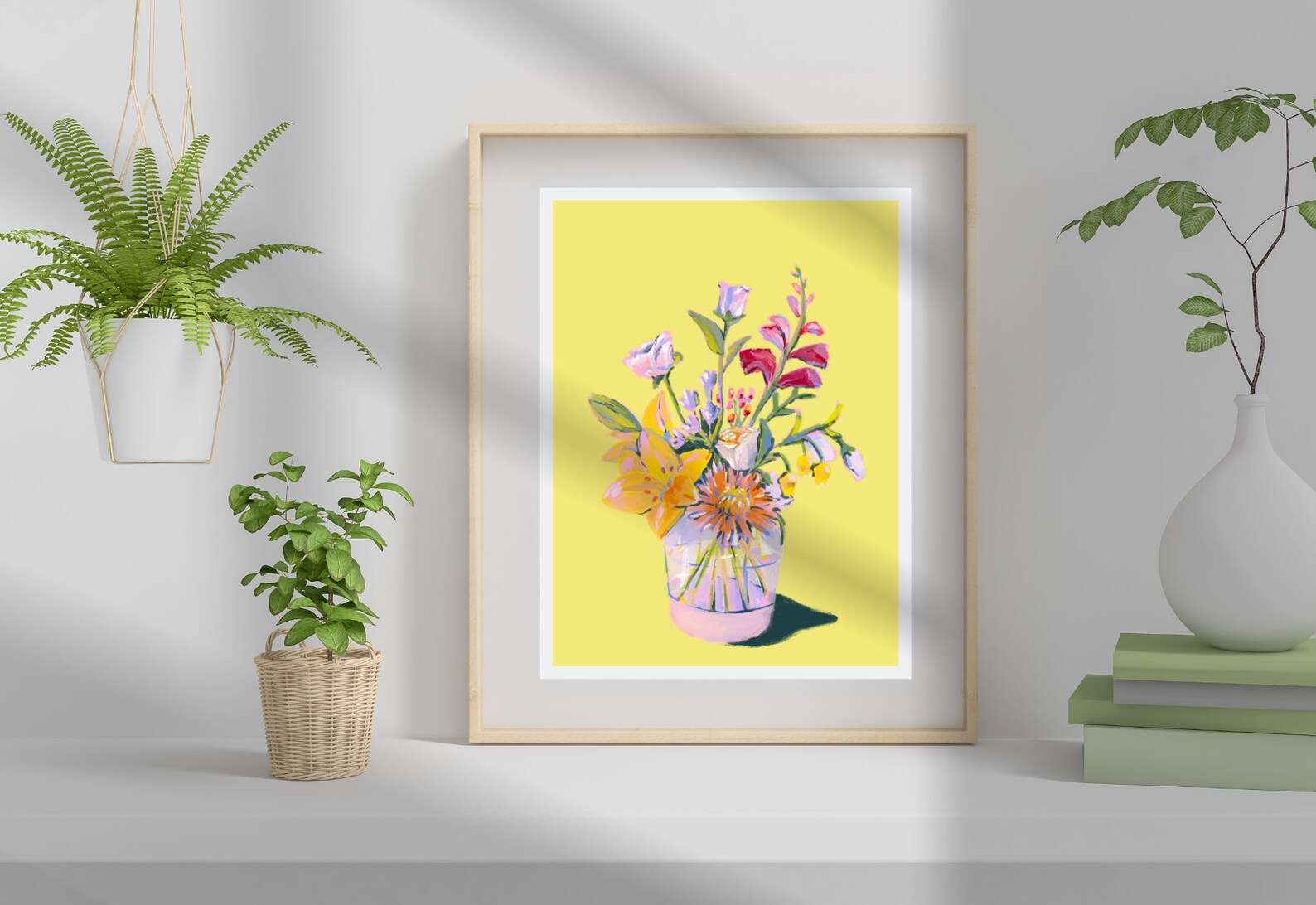 Yellow Flower Bouquet-floral Art Print-wall Art Print-digital - Etsy
