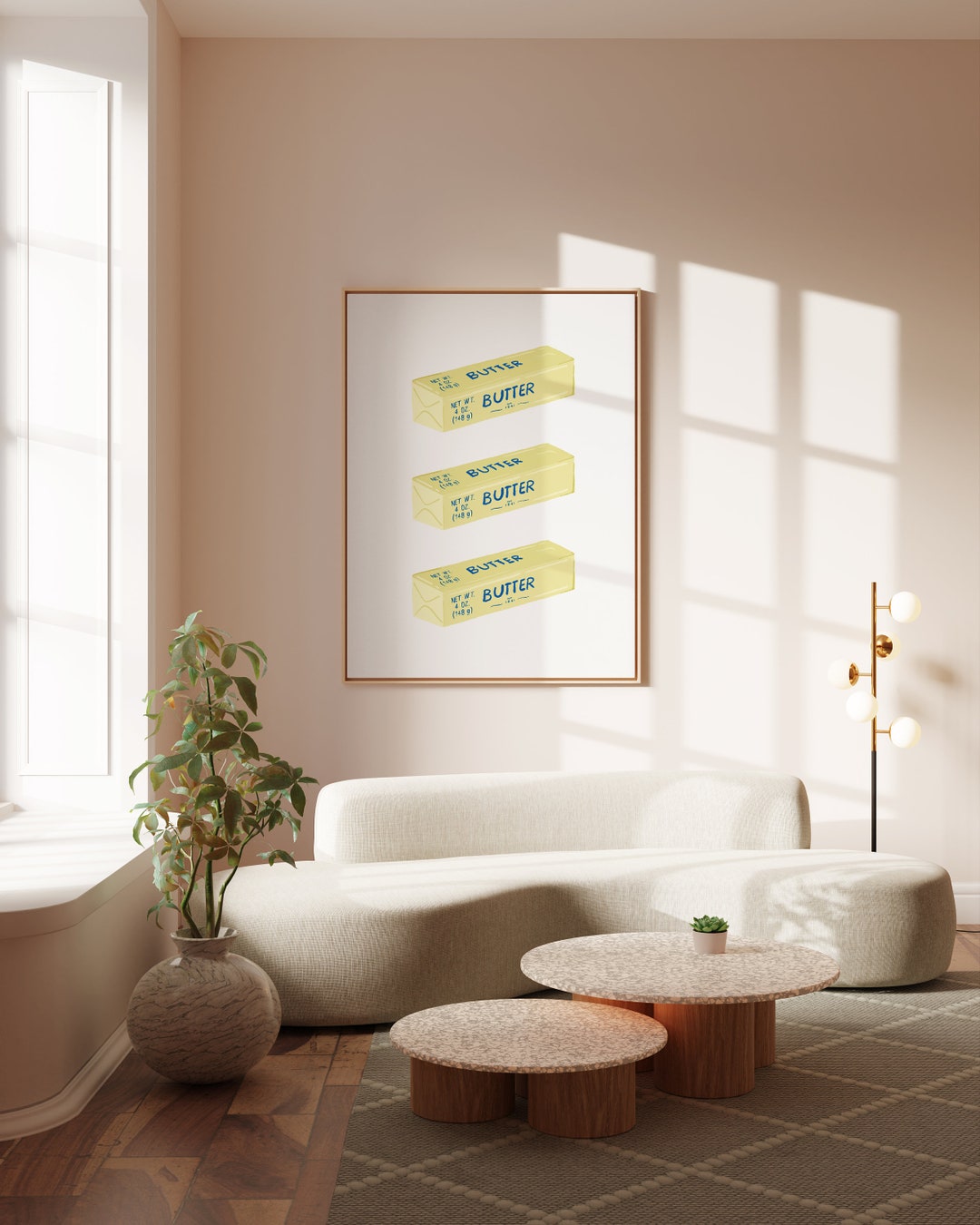 Butter Art Print, Cute Food Illustration, Funny Food Print, Retro Pop ...