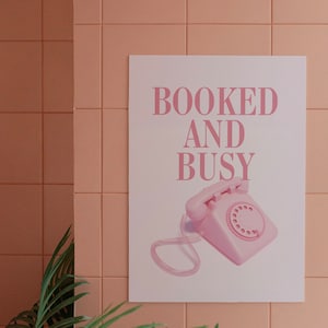 Booked and Busy, Retro Poster, Pink Large Posters, Digital Wall Art ...