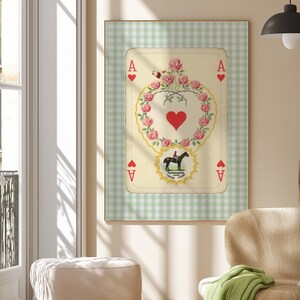 Vintage Playing Card Poster, Whimsical Playing Card, Retro Art Wall ...