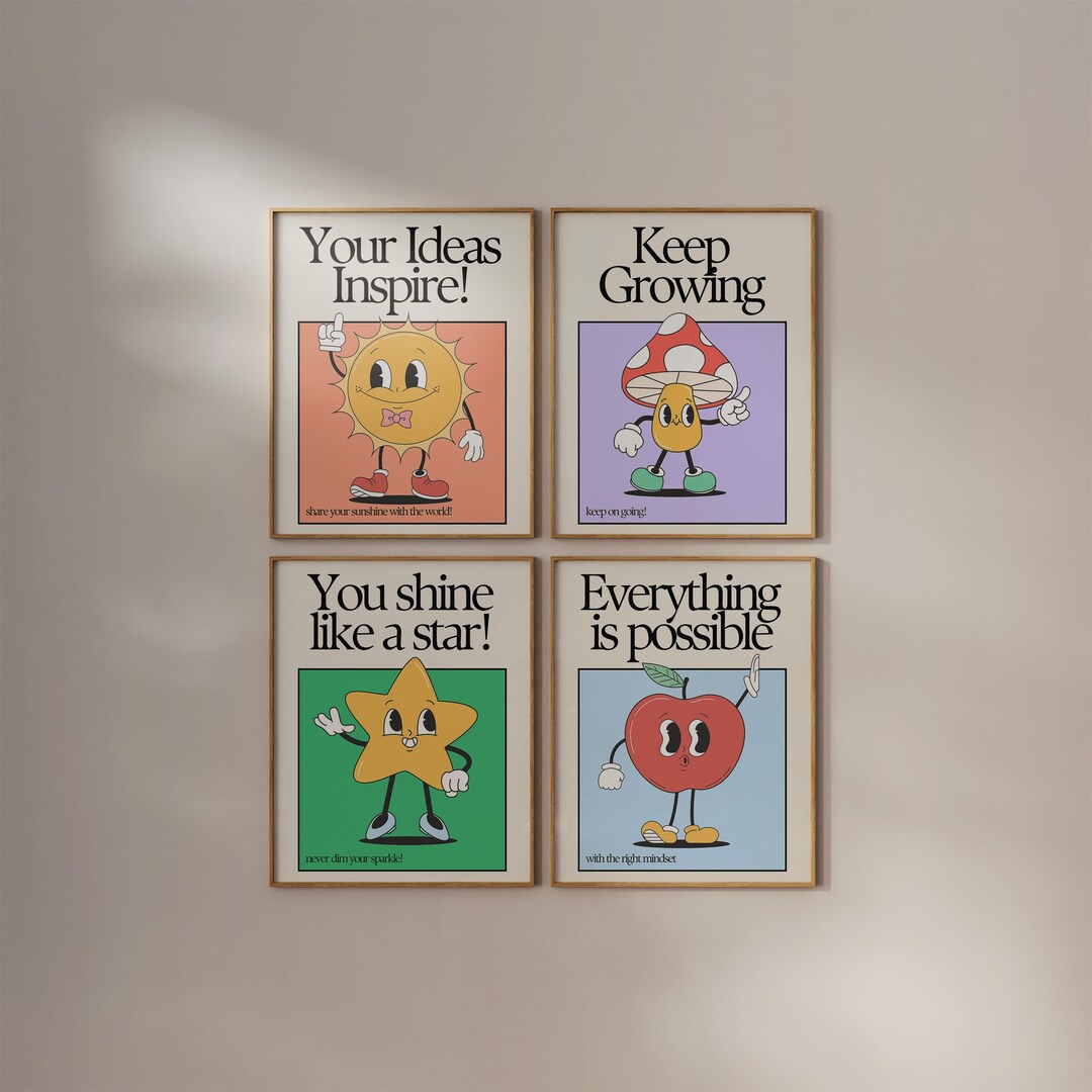 Set of 4 Kids Posters, School Printables, Playroom Prints, Classroom ...