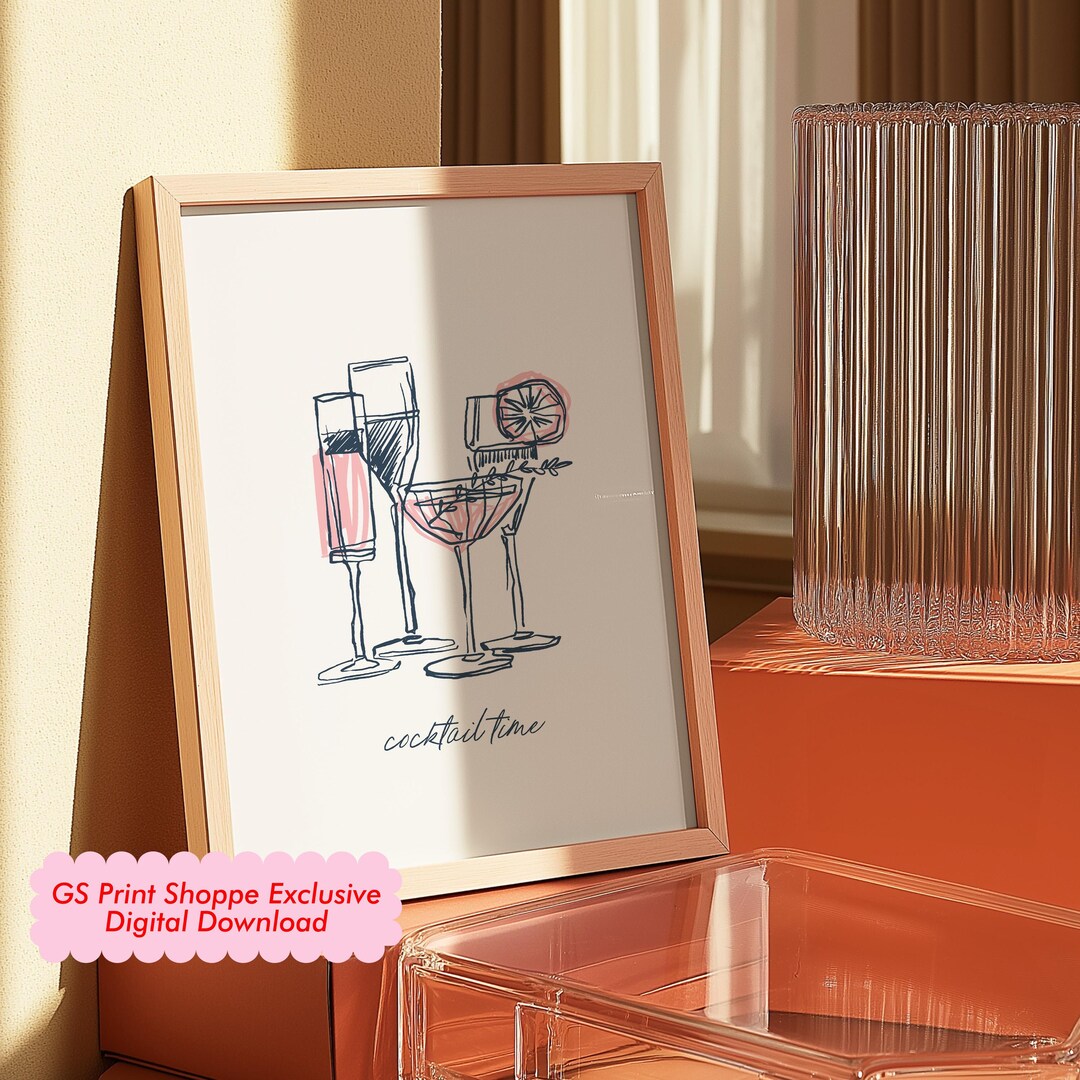 Cocktail Time Art Print, Digital Download, Martini Art Prints, Retro ...