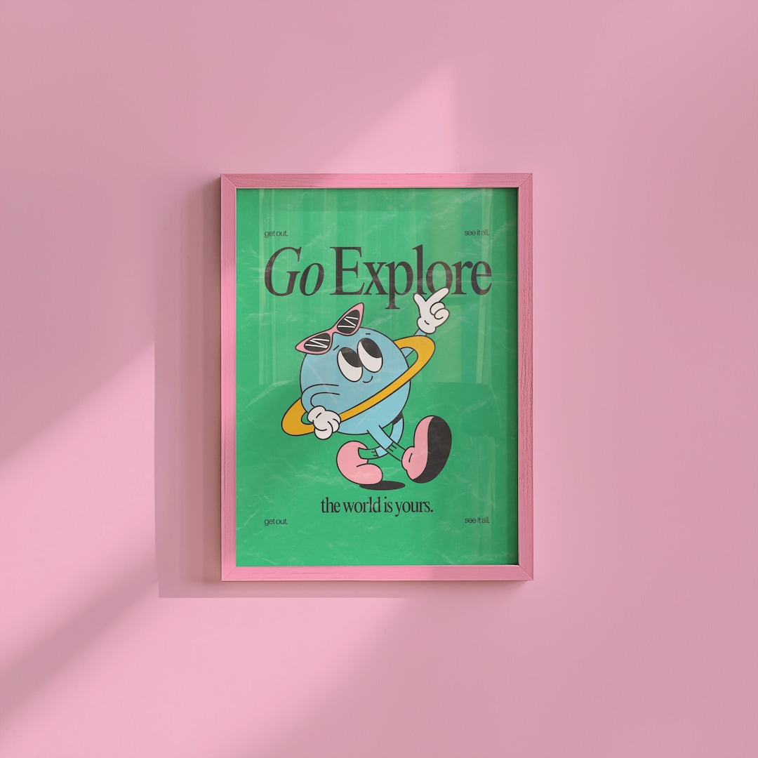 Art Print: Retro Planet Mascot - Funky Groovy Digital Download - Etsy