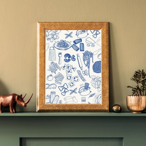 Pasta Art Print, Digital Download, Wall Art Print, Digital Food Art ...