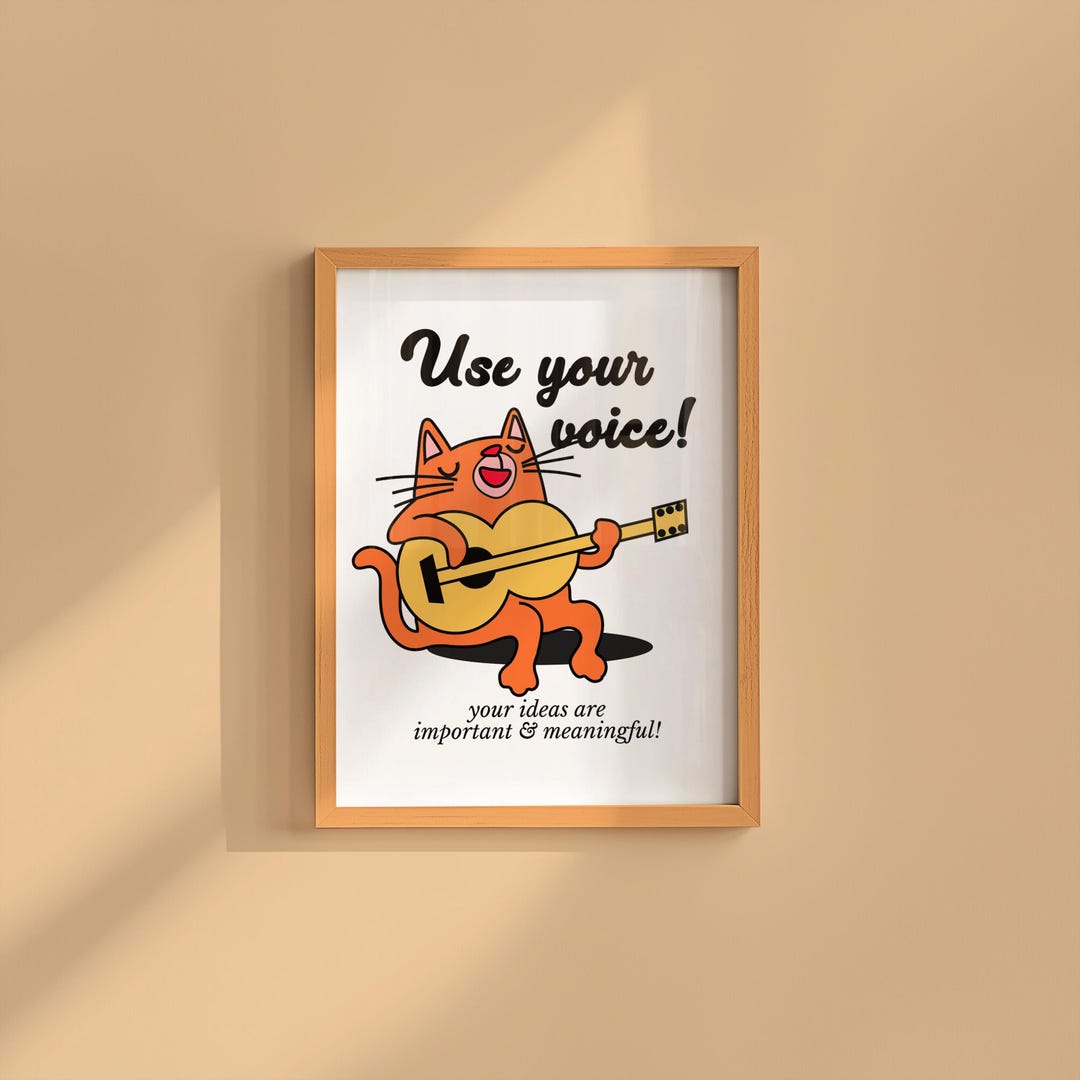 Use Your Voice Art Print: Retro Cat With Guitar - Digital Download - Etsy