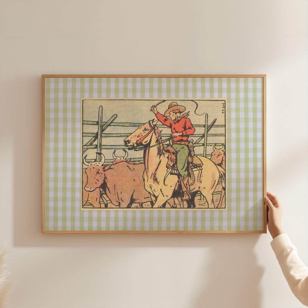 Checkered Print, Trendy Western Poster, Retro Art, Instant Digital ...