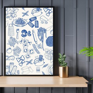 Pasta Art Print, Digital Download, Wall Art Print, Digital Food Art ...