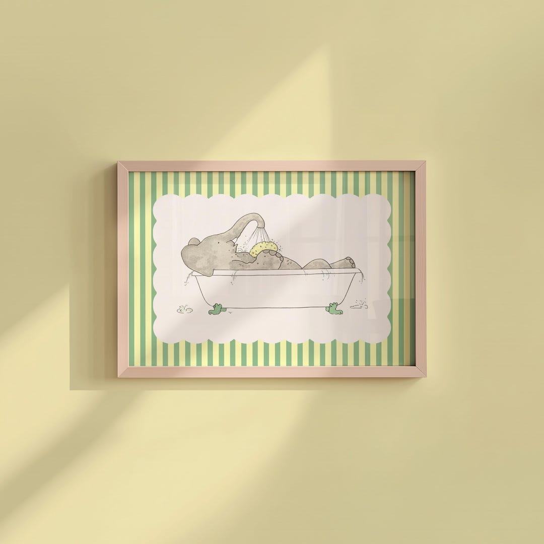 Babar Elephant Print: Nursery and Bathroom Art (digital, Neutral Tones ...