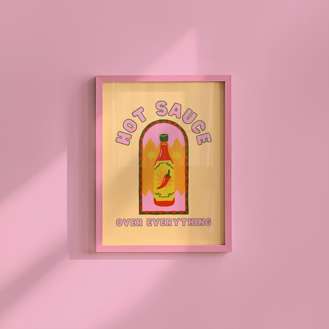 Hot Sauce Art Print, Fun Kitchen Art, Kitchen Wall Art, Digital Wall ...