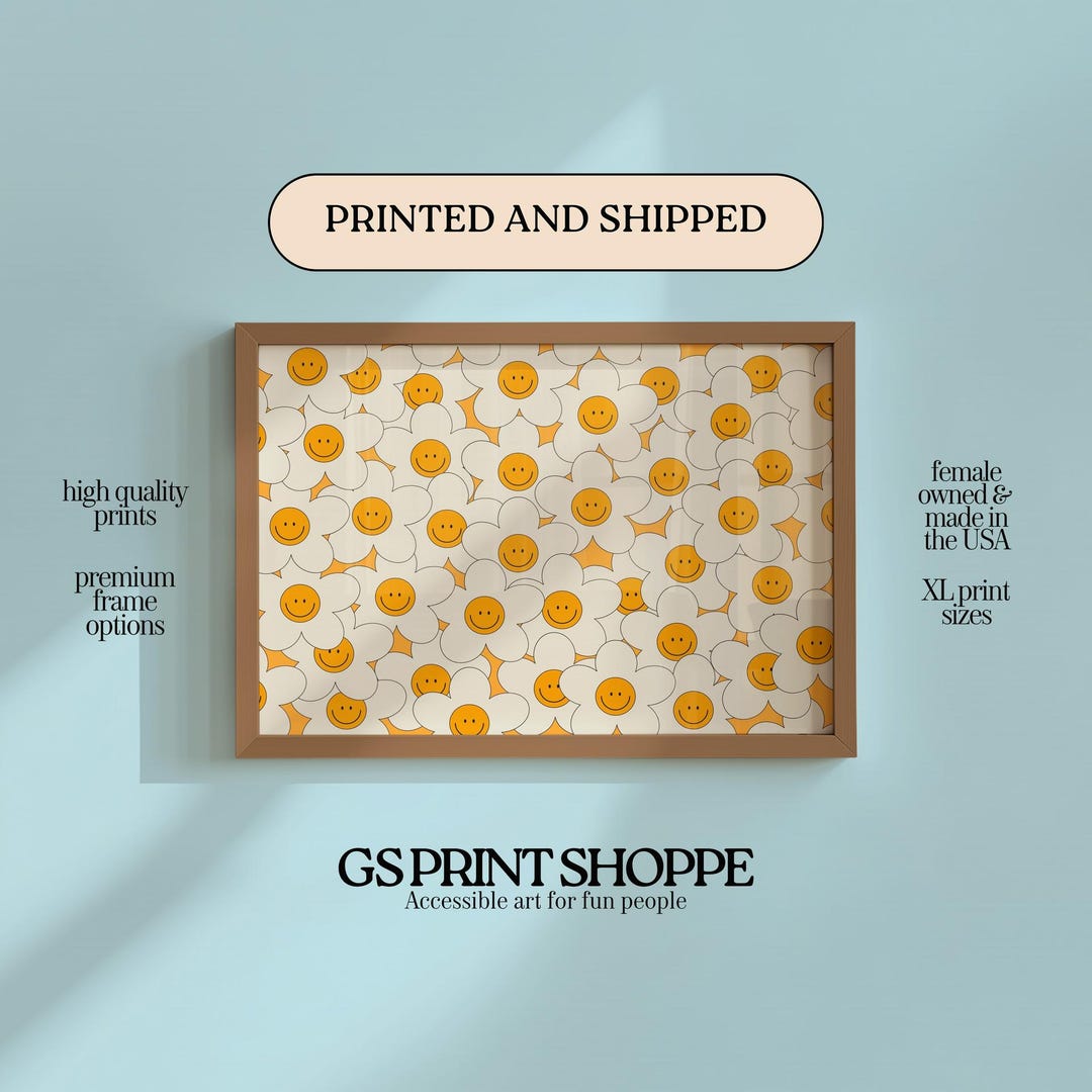 Smiley Daisy Horizontal Art Print, Physical Art Print, Framed Art, Wall ...