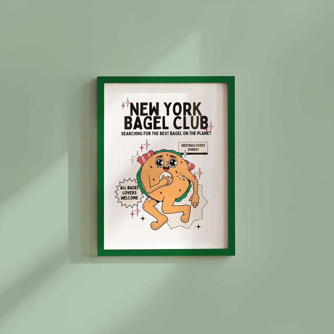 New York Bagel Club Art Print: Trendy Kitchen Wall Decor (digital ...