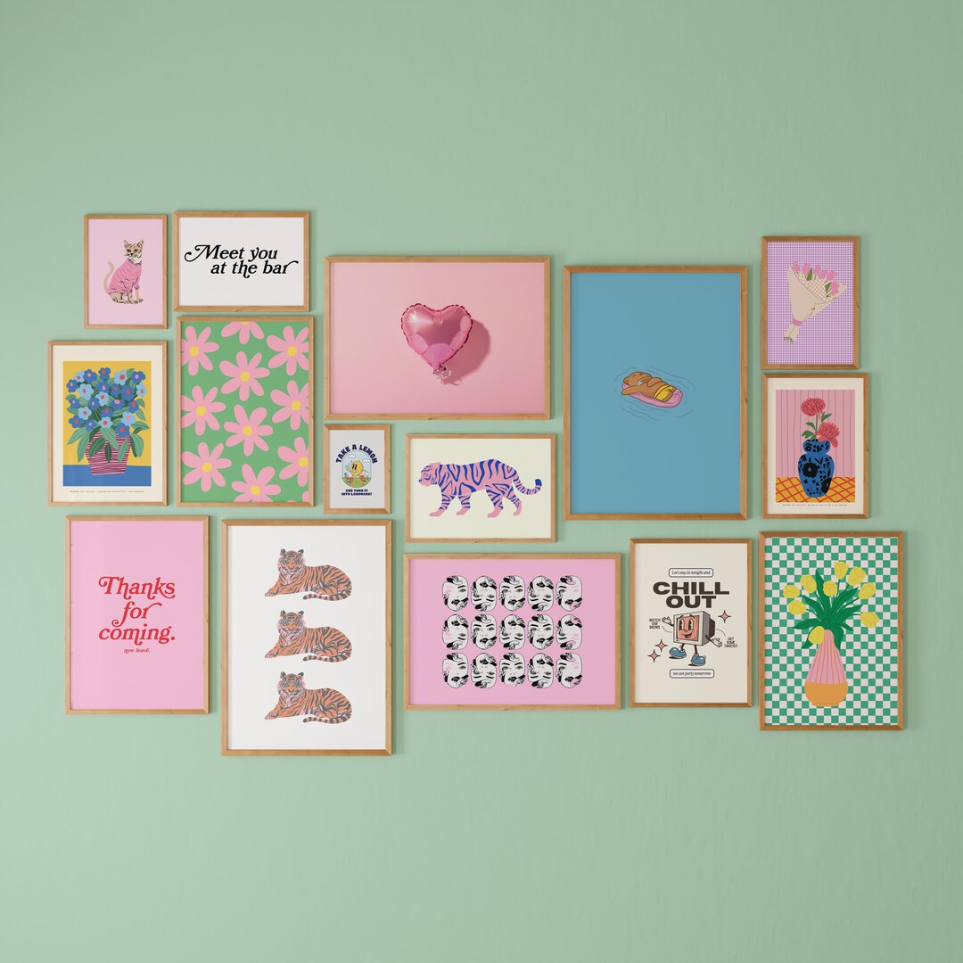 Funky Art Print Set - 15 Unique Digital Gallery Wall Prints for Home ...