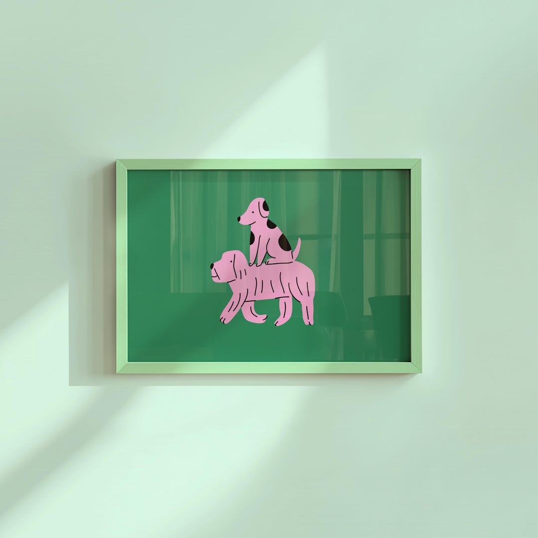 Pink and Green Dog Art Print: Modern Pop Art (digital Download) - Etsy