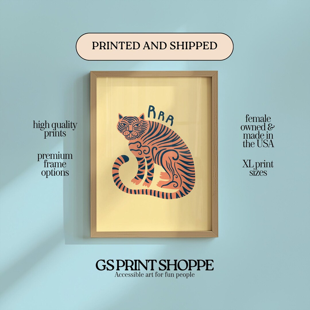 Tiger RRR Vertical - Yellow Art Print, Physical Art Print, Framed Art ...