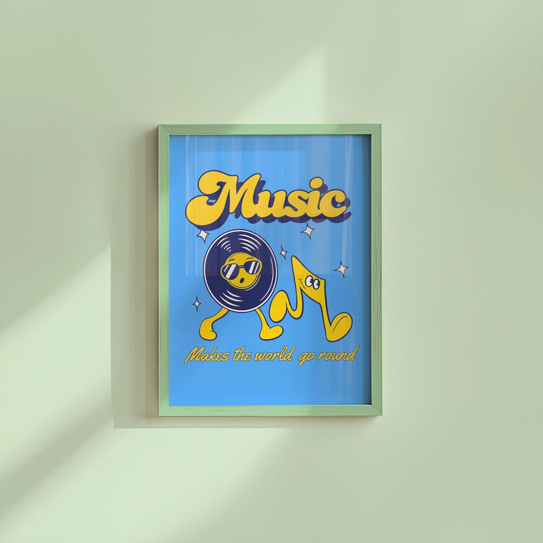 Retro Music Poster, Trendy Wall Art, Retro Record Player, Music Decor ...