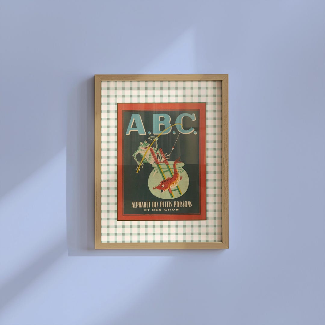 Vintage Alphabet Poster, Sage Green, Fish Nursery Art (digital Download ...