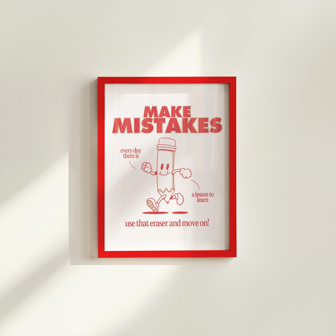 Make Mistakes Art Print: Cute Cartoon Kids Room Downloadable - Etsy