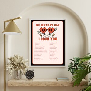 Quote Wall Print, 50 Ways to Say I Love You, Digital Download Art ...
