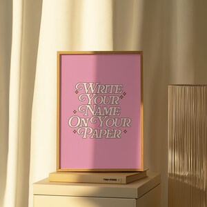Pink Classroom Art Print: Write Your Name on Your Paper (digital ...