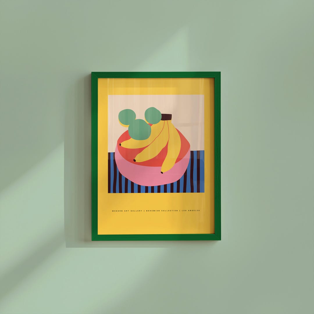 Yellow Poster Print, Banana Wall Art, Trendy Wall Art, Banana Kitchen ...