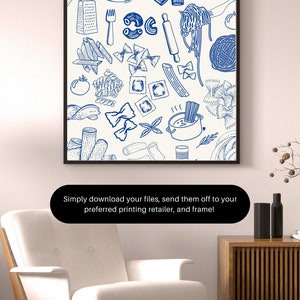 Pasta Art Print, Digital Download, Wall Art Print, Digital Food Art ...