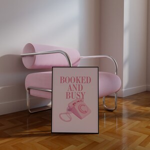 Booked and Busy, Retro Poster, Pink Large Posters, Digital Wall Art ...