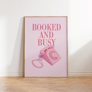 Booked and Busy, Retro Poster, Pink Large Posters, Digital Wall Art ...