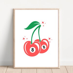 Y2K Aesthetic Art, Trippy Prints, Cherry Art Print, Cherry 8 Ball Art ...