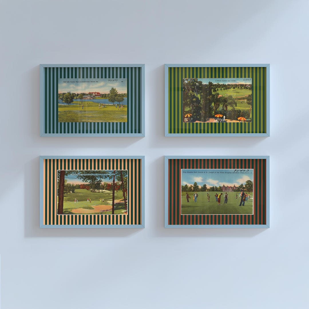 Set of 4 Digital Art Prints, Golfers Print, Retro Gift for Golfer Dad ...