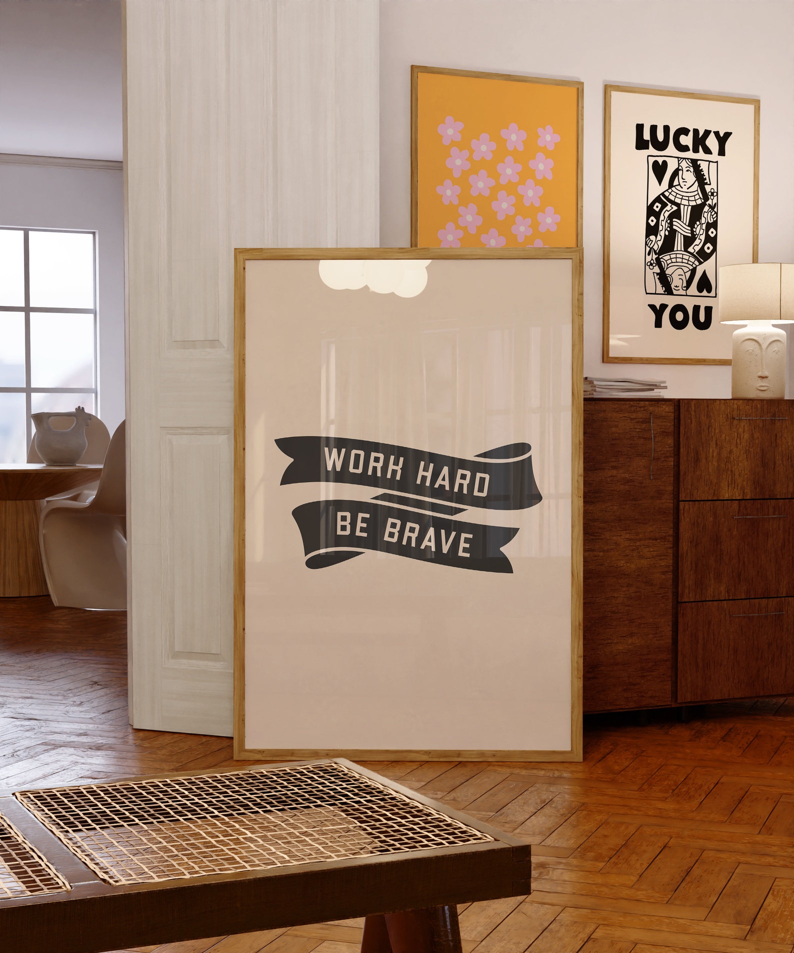 Inspo Art, Work Hard Print, Wall Art Prints, Retro Typography Poster ...